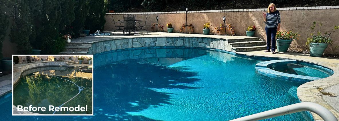 Pebble Plaster Pool Remodel | Spa Wall Rebuild & Step Repairs - Splash ...